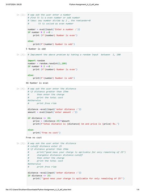 Python Assignment 4 If Elif Else Pdf Computer Programming