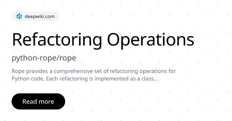 Refactoring Operations Python Roperope Deepwiki