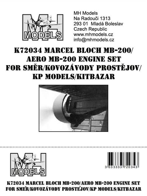 Mh Models K72034 Marcel Bloch Mb200 Aero Mb200 Engine Set Smer