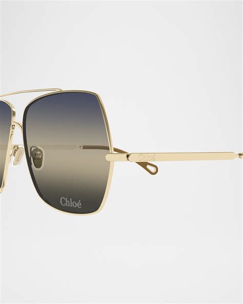 Chloe Gradient Aviator Metal Sunglasses Neiman Marcus
