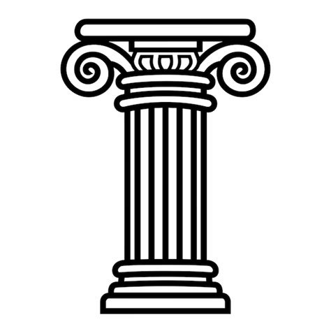 Illustration Of A Classical Ionic Column In Black And White Premium