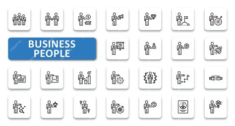 Premium Vector Business People Icon Set Vector Illustration Thin Line Outline Icons