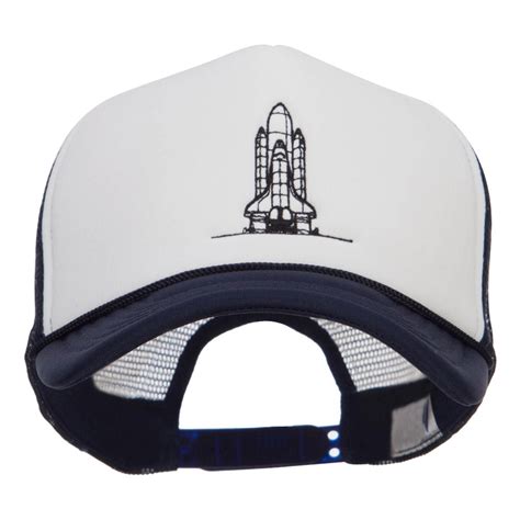 Space Shuttle Embroidered Foam Mesh Cap Navy White Osfm