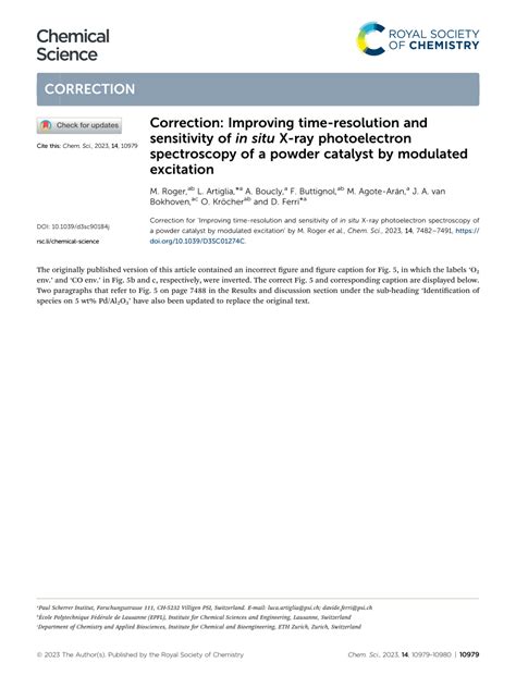 Pdf Correction Improving Time Resolution And Sensitivity Of In Situ X Ray Photoelectron