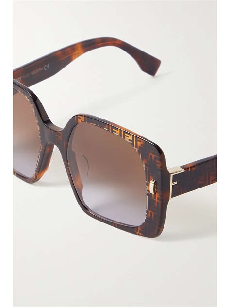 Fendi Eyewear Oversized Square Frame Tortoiseshell Acetate Sunglasses