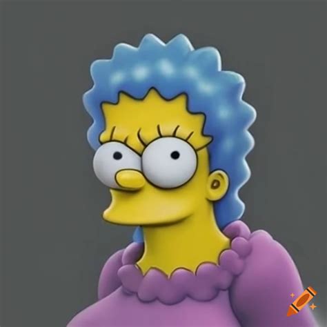 Detailed Portrait Of Lisa Simpson Transforming Into Marge Simpson On