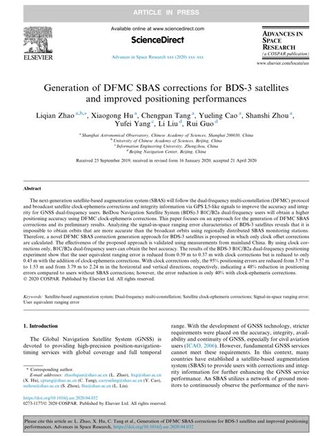 Pdf Generation Of Dfmc Sbas Corrections For Bds 3 Satellites And Improved Positioning Performances