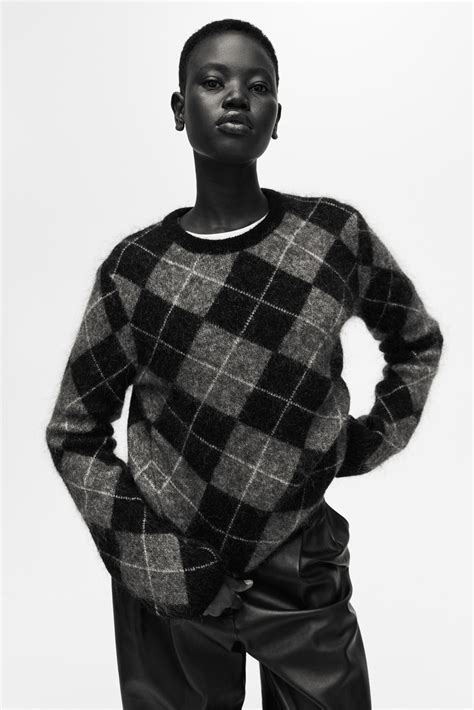 Pulover Din Amestec De Mohair Grimotiv Cu Romburi Femei Handm Ro