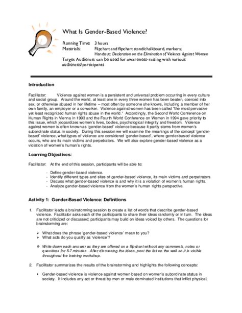 Pdf What Is Gender Based Violence