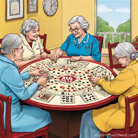 Grannies Playing Table Games In A Nursing Home Stable Diffusion Online