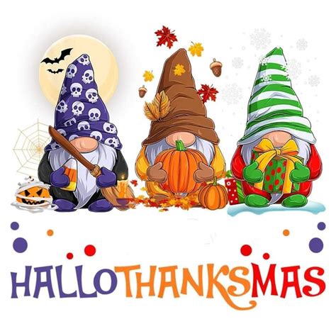 Hallowthanksmas Gnome Halloween Thanksgiving Christmas 2x2 Magnet