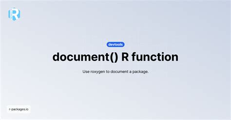 Document R Function From Devtools R Packages