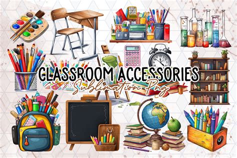 Classroom Accessories Collection Clipart Graphic By Little Lady Design · Creative Fabrica