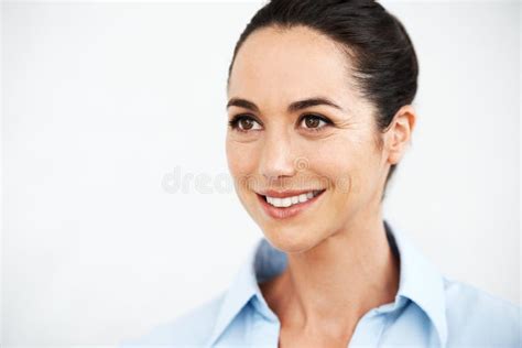 Positive About Her Future Beautiful Businesswoman Looking Away While