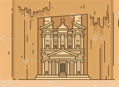 خرید و قیمت دانلود وکتور تصویر بنای تاریخی پترای باستانی با سبک وکتور خطی ترب