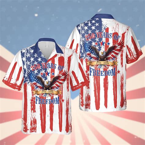 American Flag Bald Eagle Hawaiian Shirt America 250th Anniversary 1776