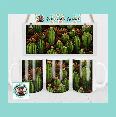 Ceramic Coffee Mug Flowering Cactus Desert Cacti Western 15oz Hand