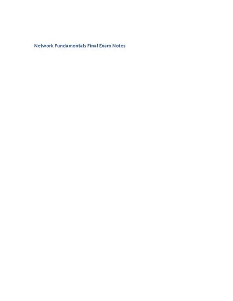 Network Fundamentals Final Exam Notes Operates At End Systems Hosts