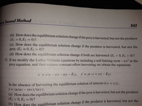 Solved Harvesting In A Predator Prey Relationship In A