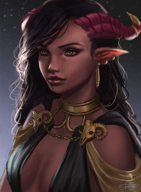 Tiefling Dandd Character Portraits Dnd Tiefling Horn Jewelry Female