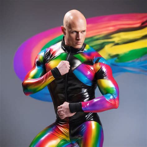 Male Bald Head Muscle Bulge In Rainbow Latex A By Redbonex On Deviantart
