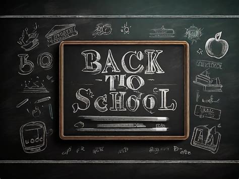 Premium Photo Back To School Elements In Chalkboard Style