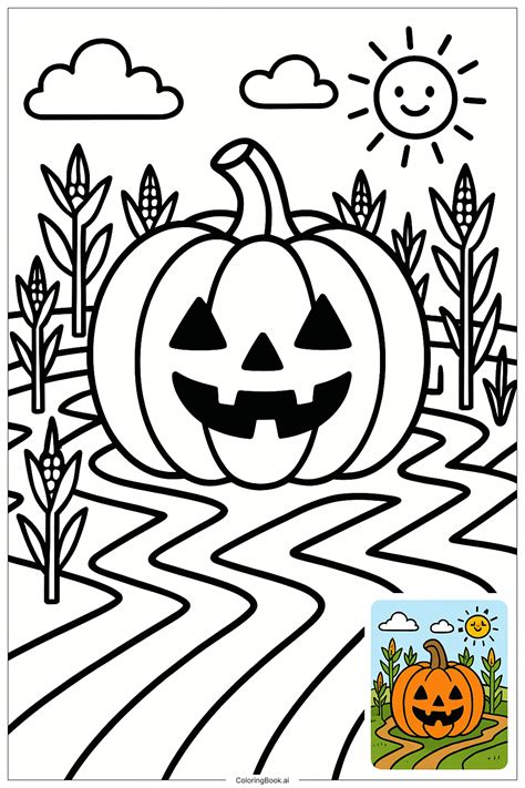 옥수수 미로의 호박 색칠하기 페이지 무료 Pdfandpng 인쇄 가능