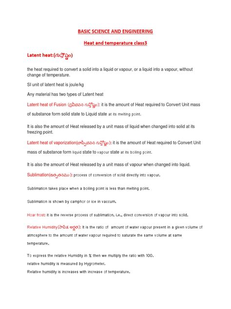 Heat And Temperature Class 3 Pdf Heat Latent Heat