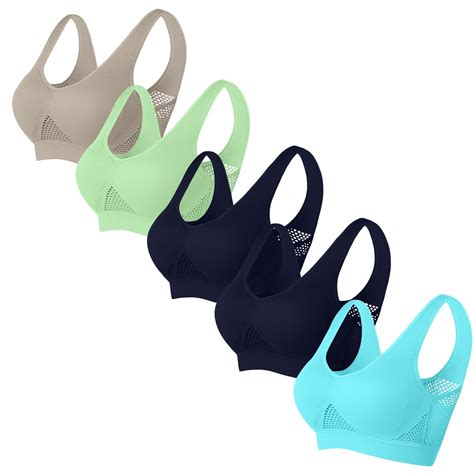 Elvqul Bras Women Push Up Bralette Wireless Navy 5 Pack Underwear Breathable Ladies Nylon Bras