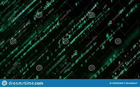 Technology Binary Code Random Falling Digits On Screen Hacked Software Matrix Sciense
