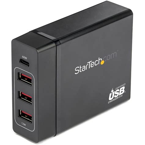 Startech Com USB C Laptop Charger 60W PD 3 0 3x USB A Universal Compact USB Type C Desktop