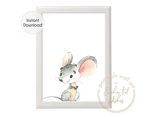 Cute Mouse Nursery Print Wall Art Printable Prints