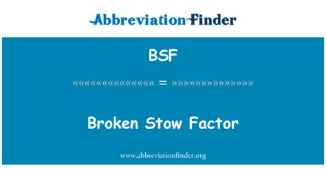 Bsf Là Viết Tắt Của Yếu Tố Bị Hỏng Stow Broken Stow Factor