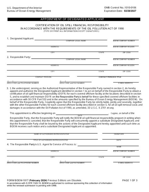 Form Boem 1017 Download Fillable Pdf Or Fill Online Appointment Of