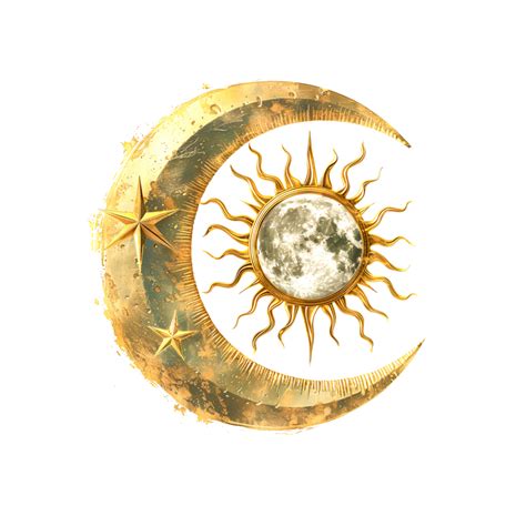 Sun Moon And Star In A Serene Celestial Display 46353102 Png