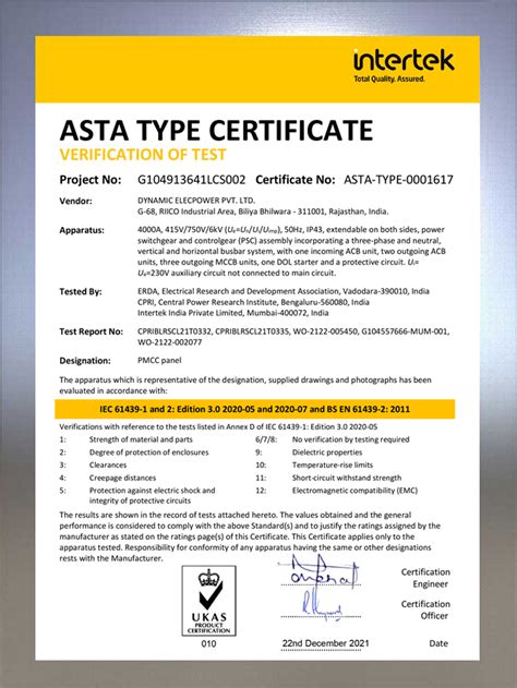 Certificate Of Intertek Certificate Of Intertek