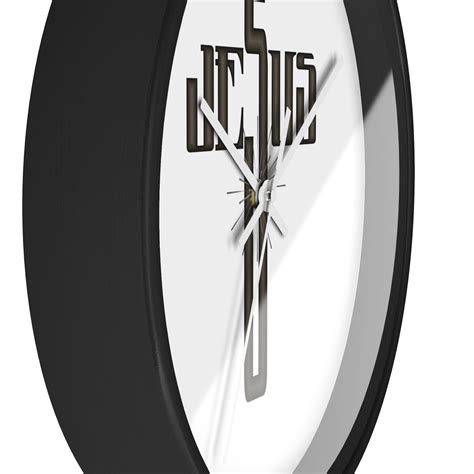 Jesus Word Art Clock Jesus Cross Wall Clock Christian Clock Cross