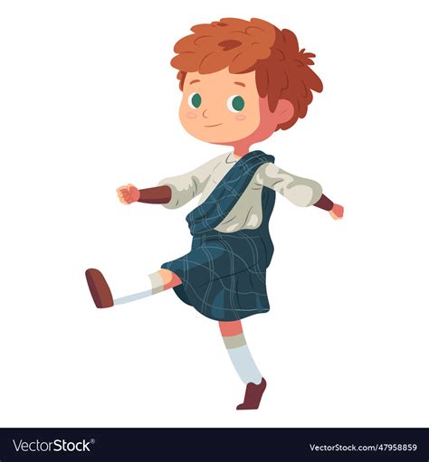 Boy Scottish Kilt Flat Royalty Free Vector Image