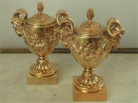 Stunning Pair Of Antique French Ormolu Covered Urns