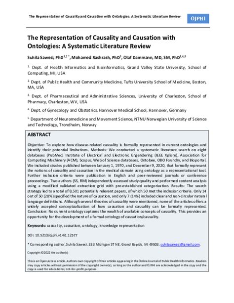 Pdf The Representation Of Causality And Causation With Ontologies A