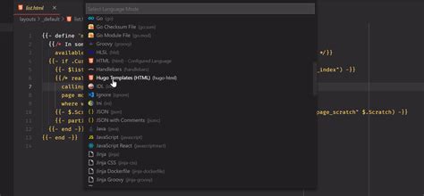 syntax highlighting not working hugo not found in language modes