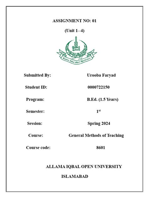 8601 Assignment Aiou By Urooba Pdf Educational Assessment