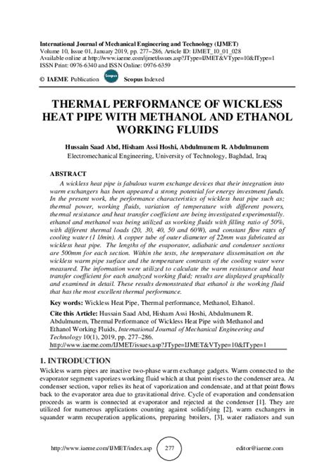 Pdf Thermal Performance Of Wickless Heat Pipe With Methanol And Ethanol Working Fluids