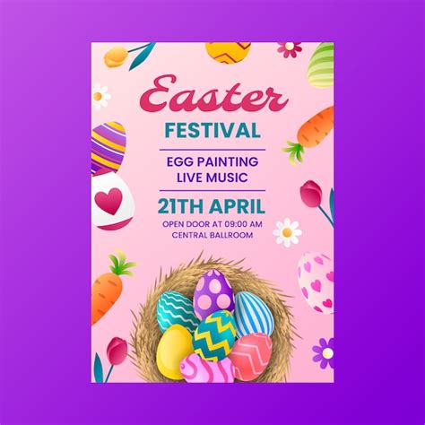 Free Vector Realistic Vertical Poster Template For Easter Celebration