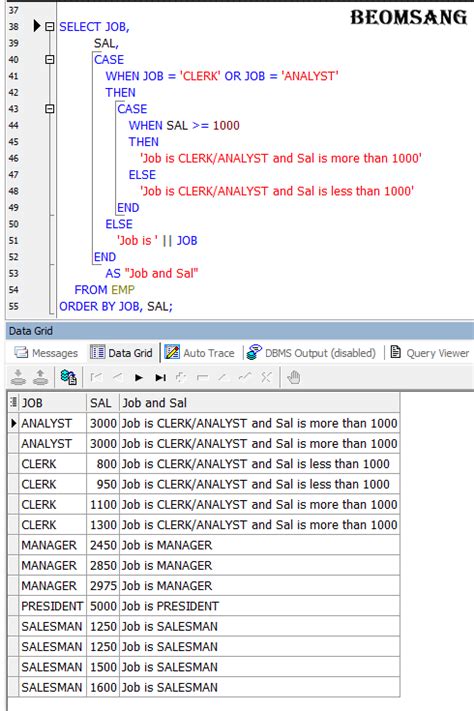 오라클 케이스 표현식 Oracle Case Expressions 범상치 않은 블로그
