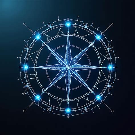 Futuristic Navigation Concept Low Poly Compass Rose Illustration With