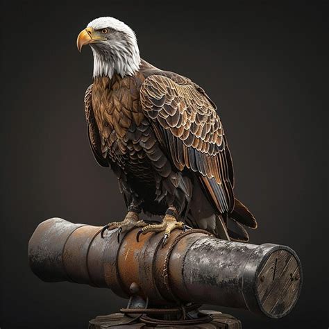 Bald Eagle Perched On Fence Post Amidst Flags Premium Ai Generated Image