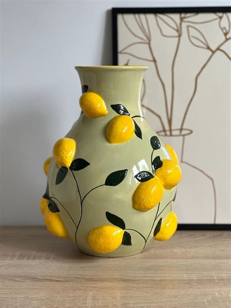 Vase Flower Vase With Lemon Ceramic Vase Design Table