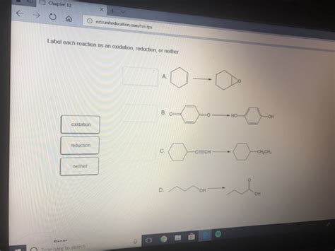 Solved Chapter 12 Ezto Mheducat Label Each Reaction As An