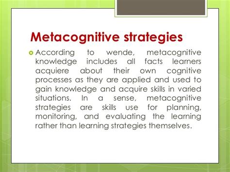 cognitive strategies and metacognitive strategies brigith